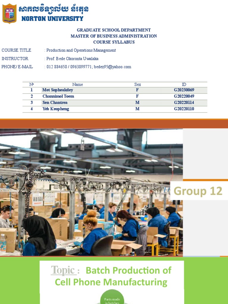 Batch Production in Cell Phone Manufacturing | PDF | Economies ...