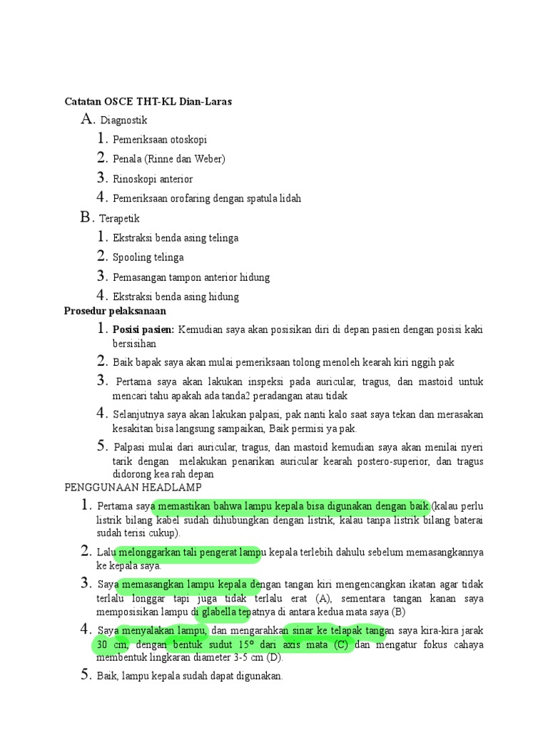 Catatan Osce THT | PDF