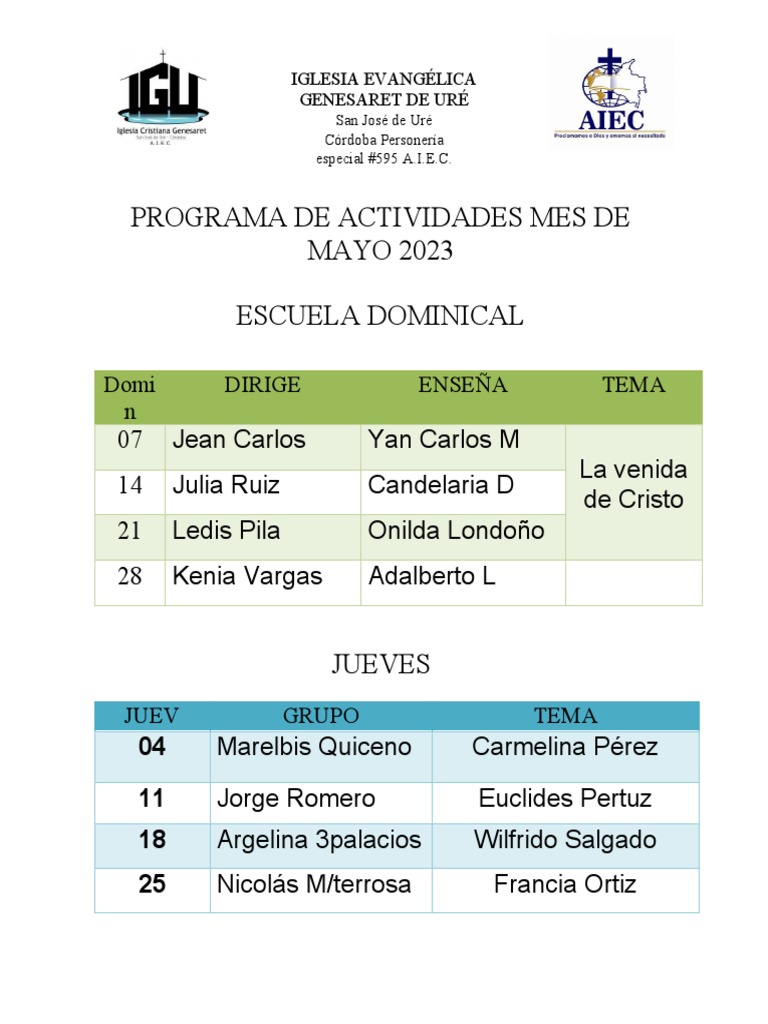 Programa de Actividades | PDF