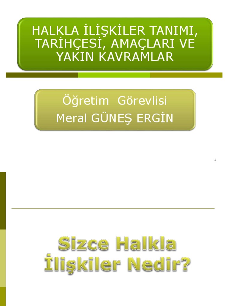 1.halkla İli̇şki̇ler Tanimi, Tari̇hçesi̇ Ve Yakin Kavramlar | PDF