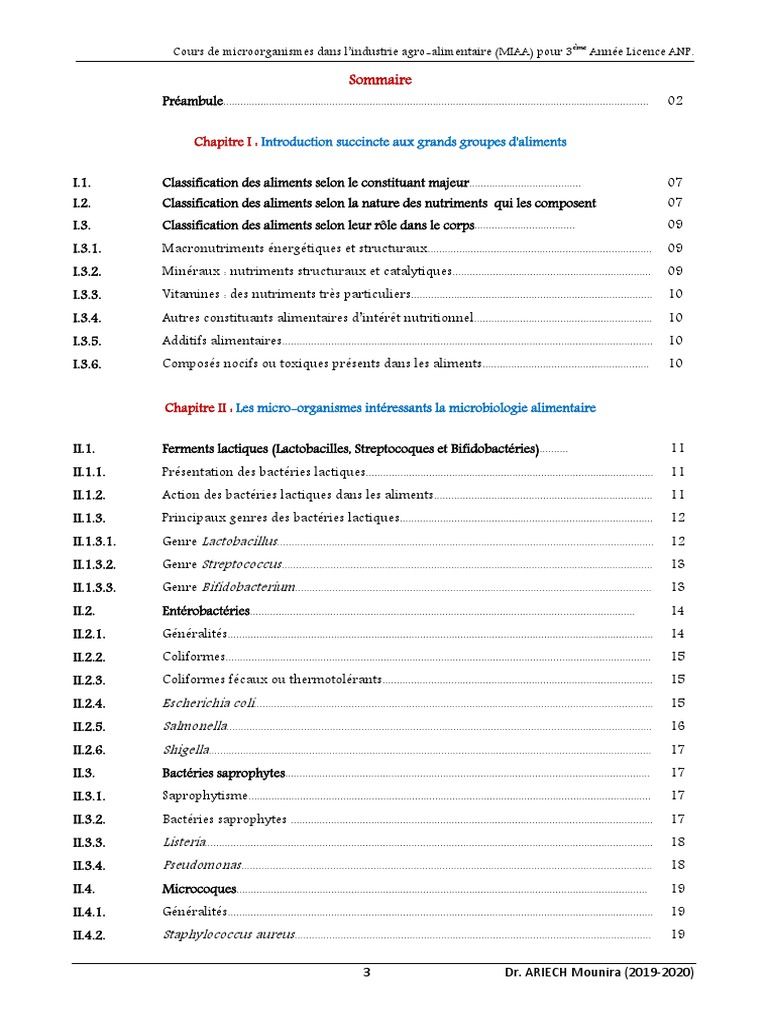 Chapitre I:: Introduction Succincte Aux Grands Groupes D'aliments | PDF