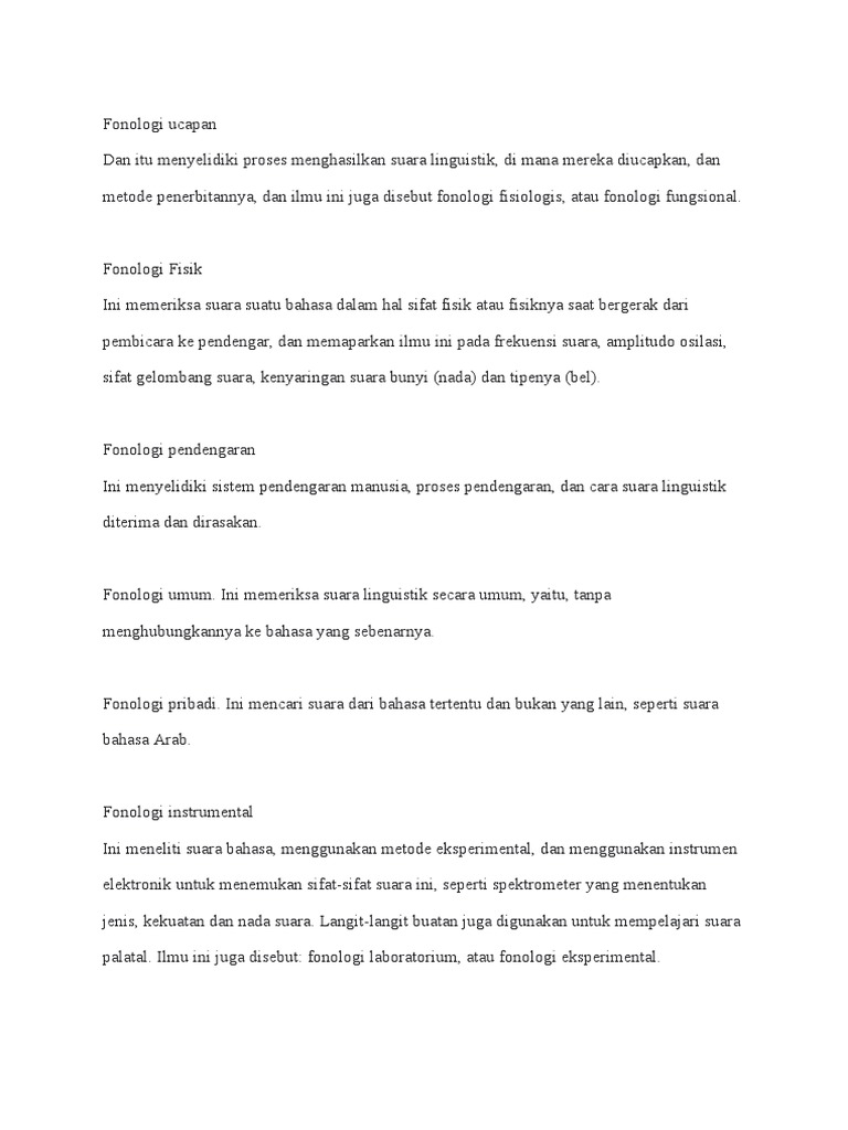 Fonologi Ucapan | PDF | Seni & Disiplin Bahasa | Kajian Bahasa Asing