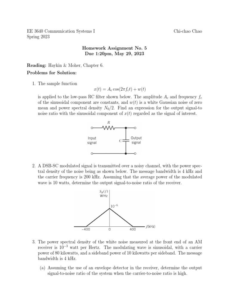 HW 5 | PDF | Detector (Radio) | Bandwidth (Signal Processing)