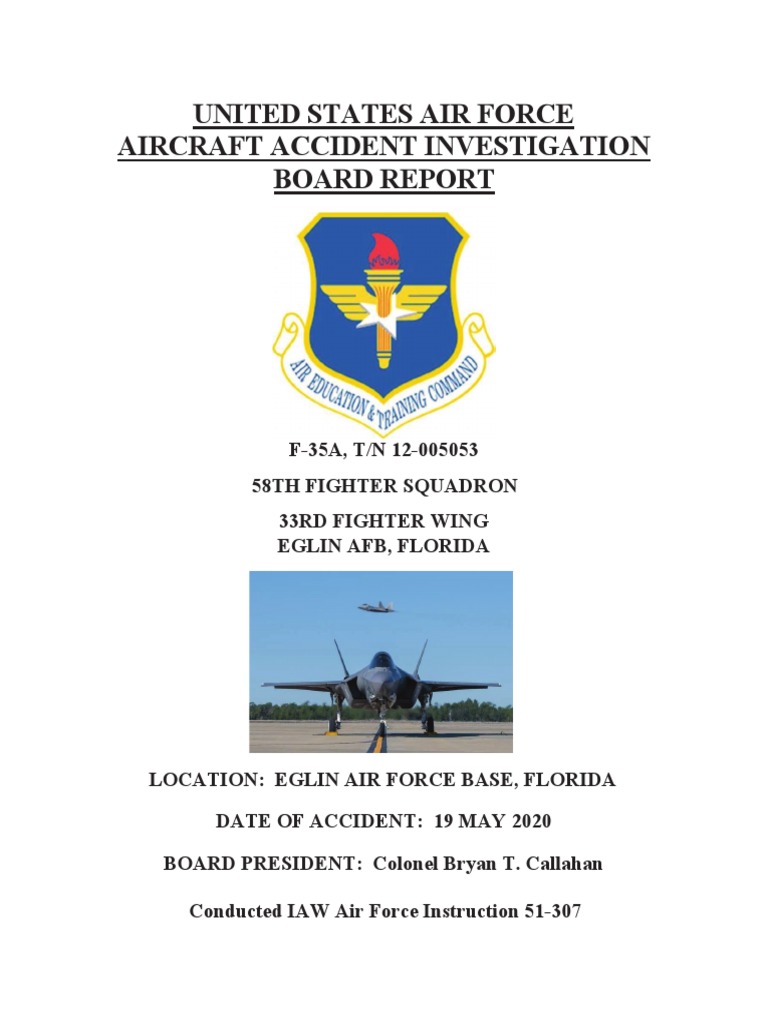 Eglin AFB F35A AIB Report - Signed | PDF | Lockheed Martin F 35 ...