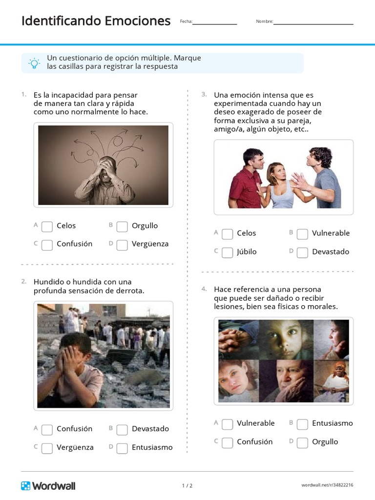 Identificando Emociones Explora Una Serie de Fichas de Dos Caras ...