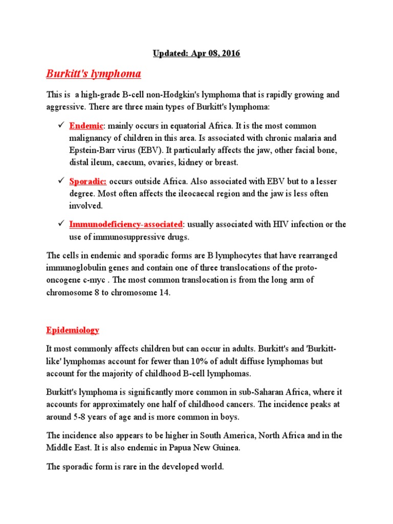 Burkitt S Lymphoma Pdf Lymphoma Chemotherapy