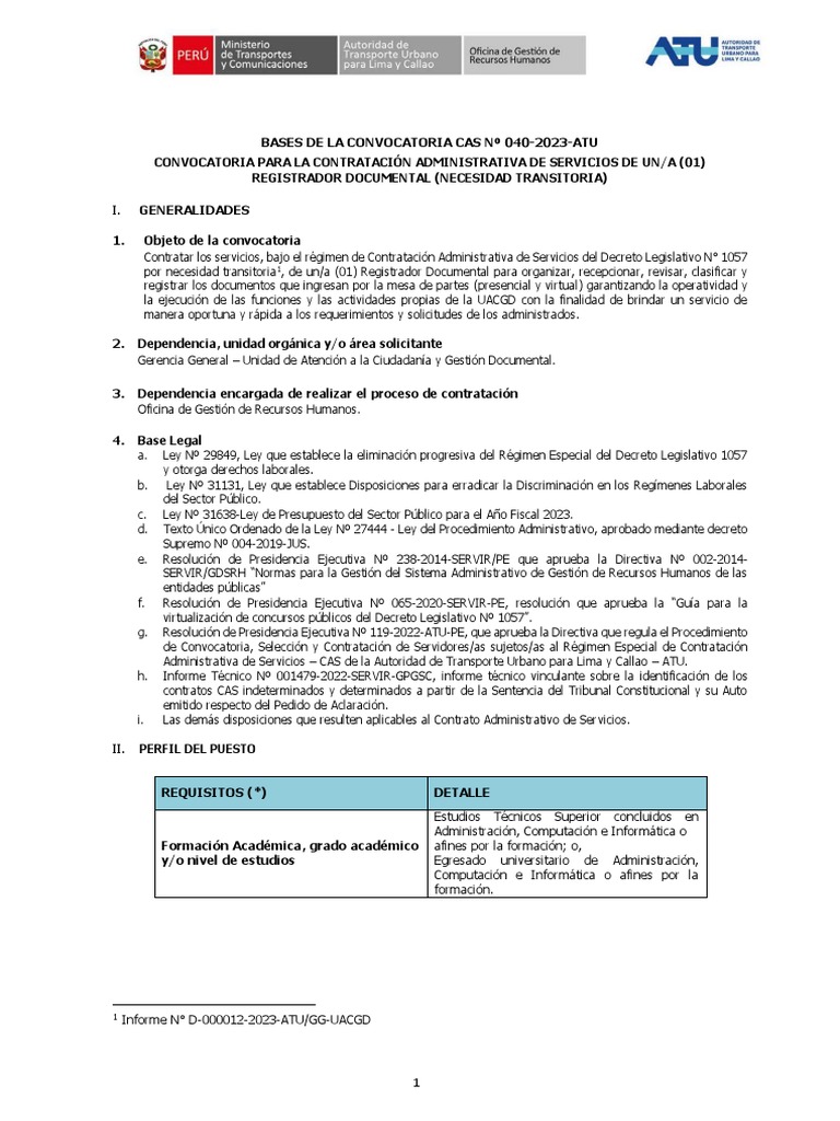 CAS 040 2023 ATU Bases | PDF