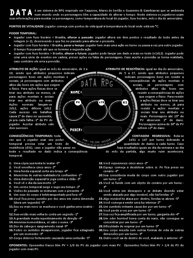 Data RPG Editável | PDF