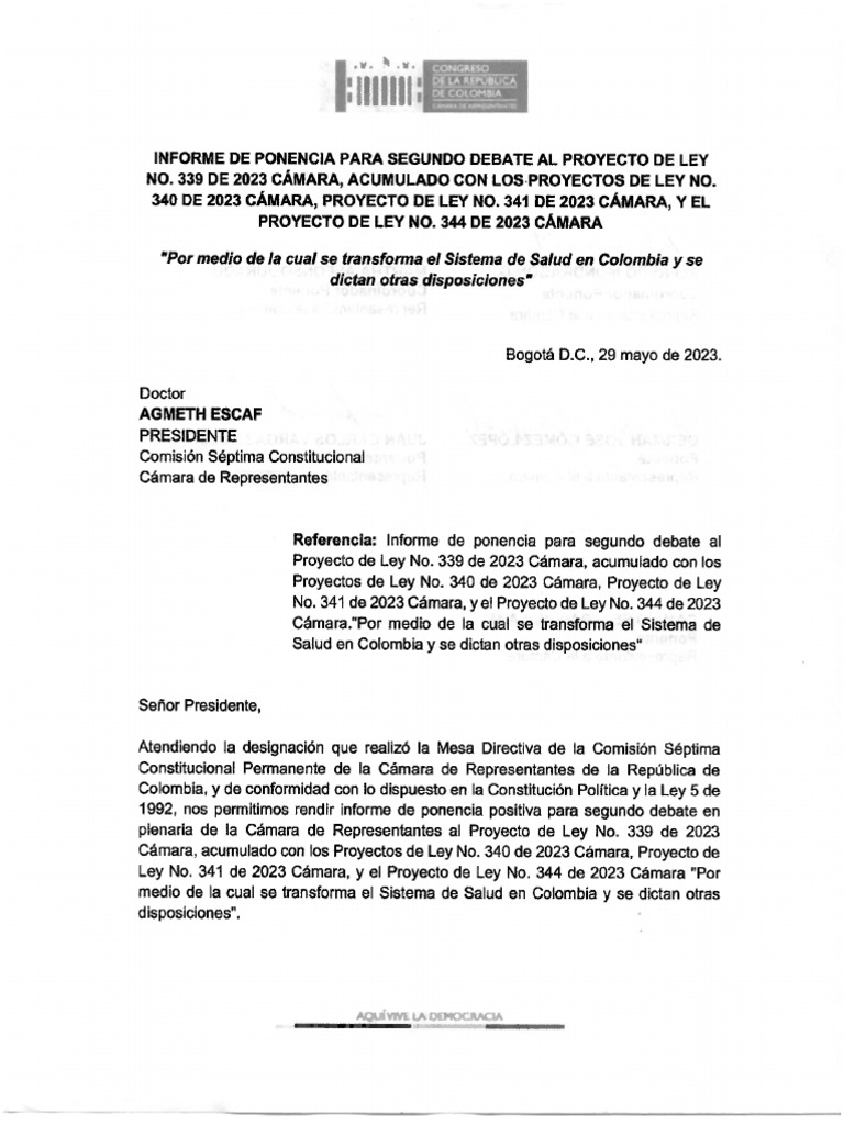 Ponencia Segundo Debate Pl. 339-23 y Acumulados (Mayo 29-23, 11-50 H ...