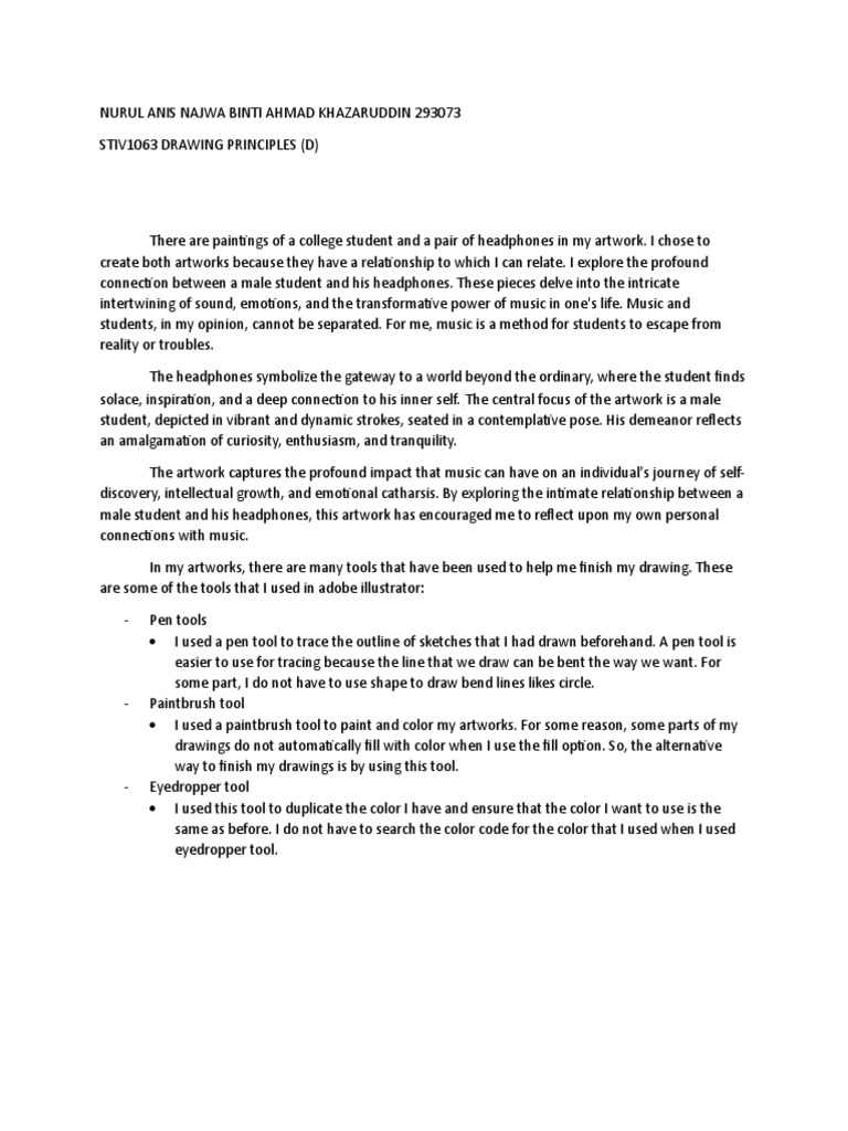 Nurul Anis Najwa Binti Ahmad Khazaruddin 293073 (Drawing Explanation ...