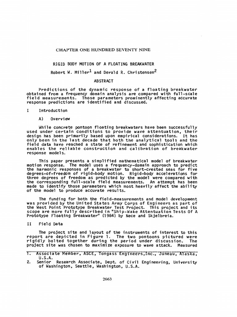 Rigid Body Motion Of A Floating Breakwater Pdf Force Spectral Density