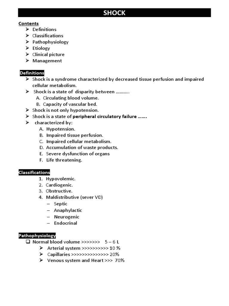 Classification Of Hemorrhage And Hemorrhagic Shock Handout Pdf Shock Circulatory Bleeding