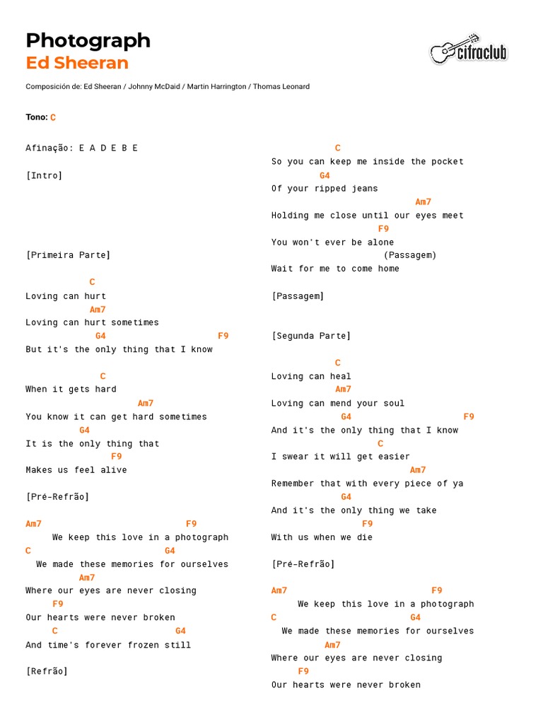 Cifra Club - Ed Sheeran - Photograph | PDF