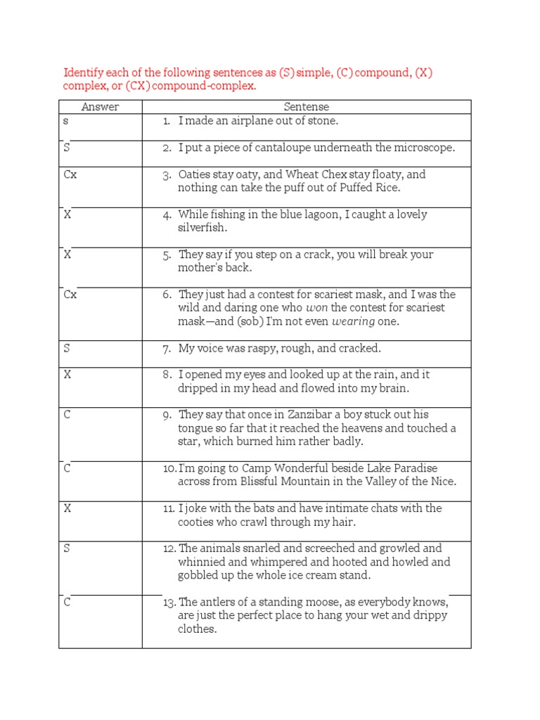 Identify Each of The Following Sentences As | PDF