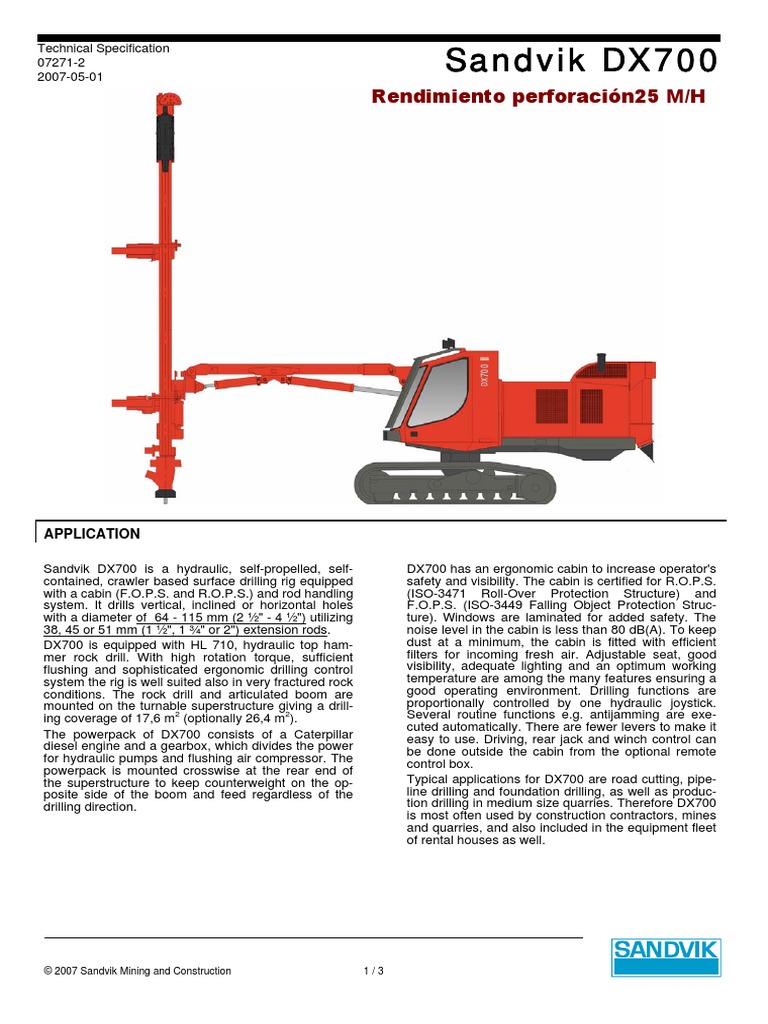 FT Sandvik-DX700 | Download Free PDF | Truck | Drill