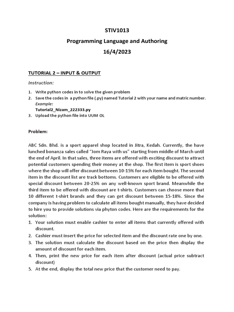 Tutorial2 Input N Output 230419 072628 Pdf Business 2553