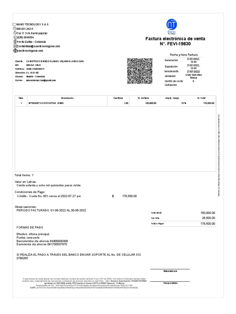 Factura Internet | PDF
