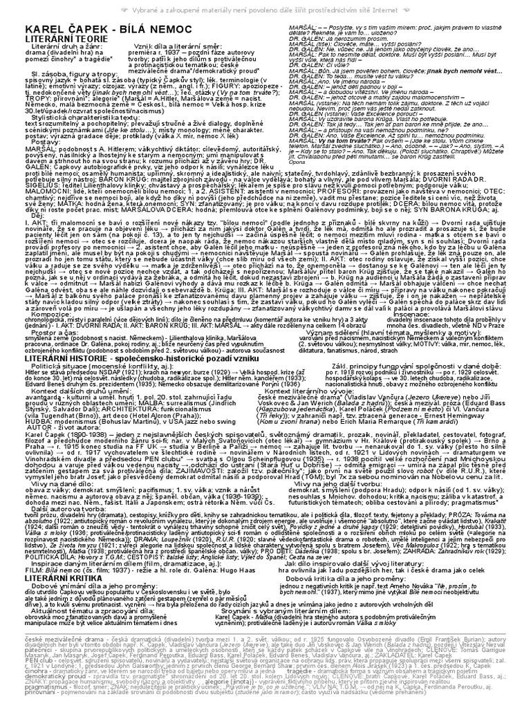 Capek Karel-Bila Nemoc | PDF