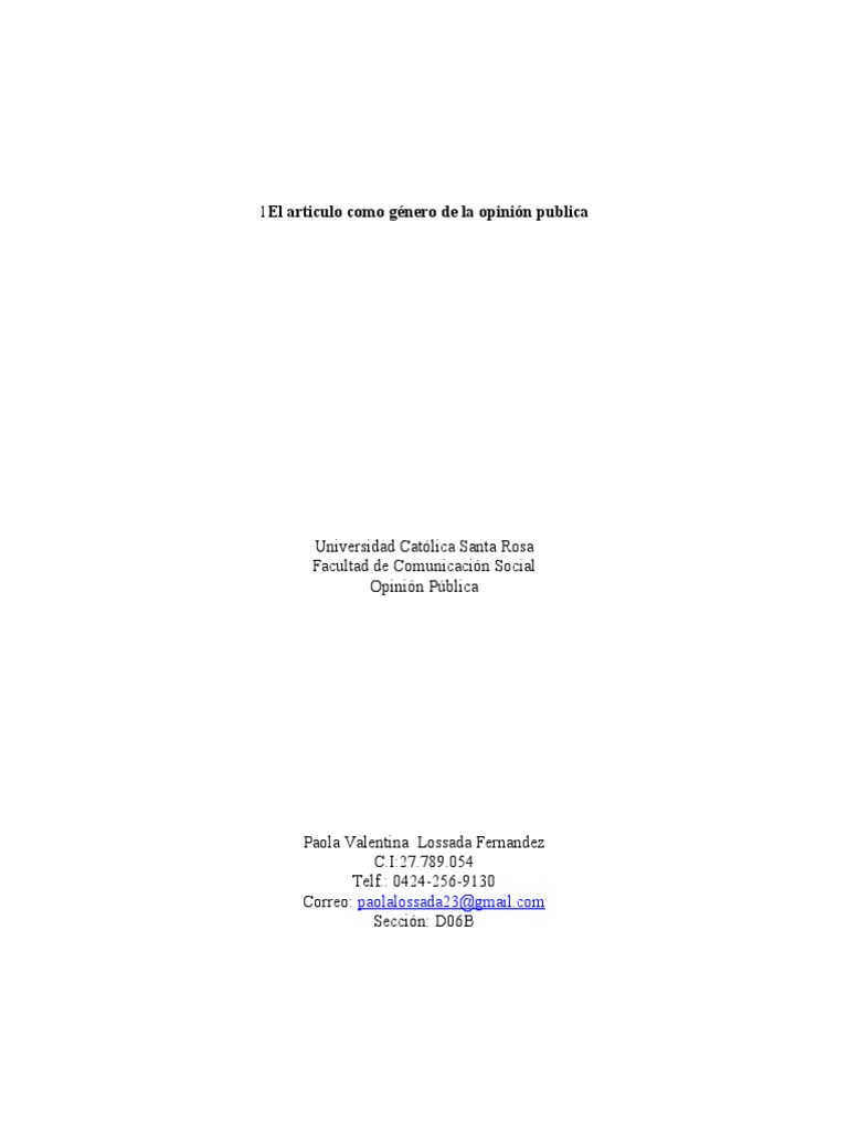 Artículo de Opinión: Estructura y Fases | PDF | Publicación | Periodismo