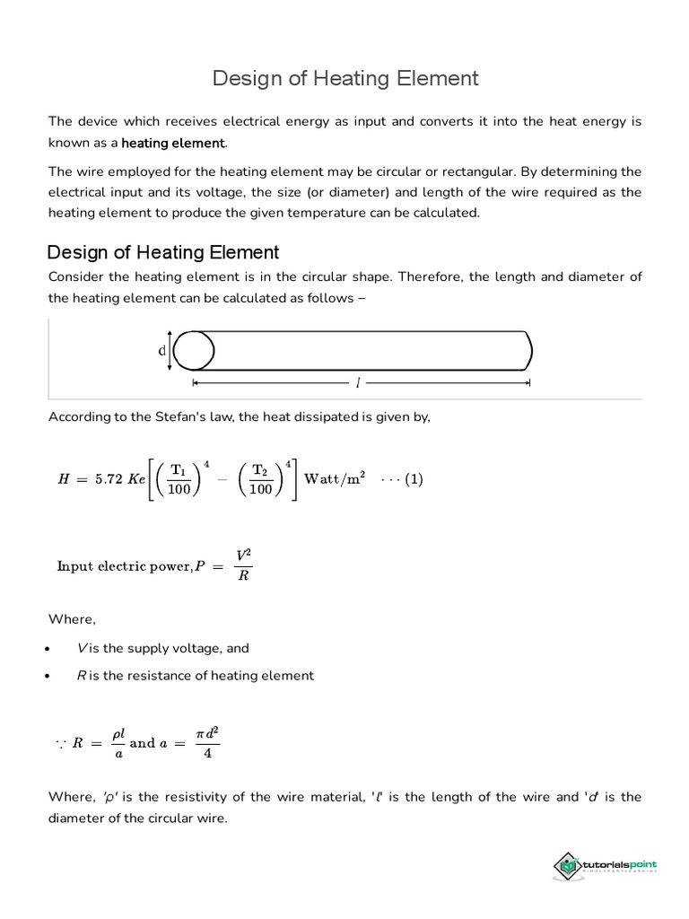 Heating Element Design Calculations | PDF | Heat | Electrical ...