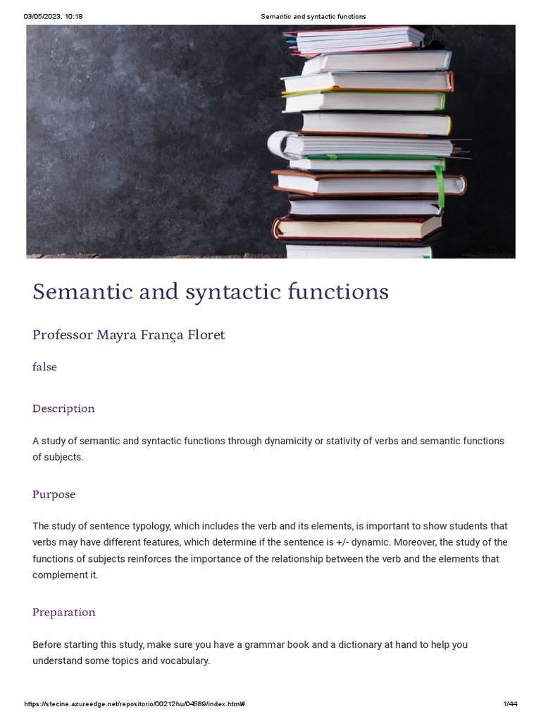 Semantic & Syntactic Functions Study | PDF | Subject (Grammar) | Sentence (Linguistics)