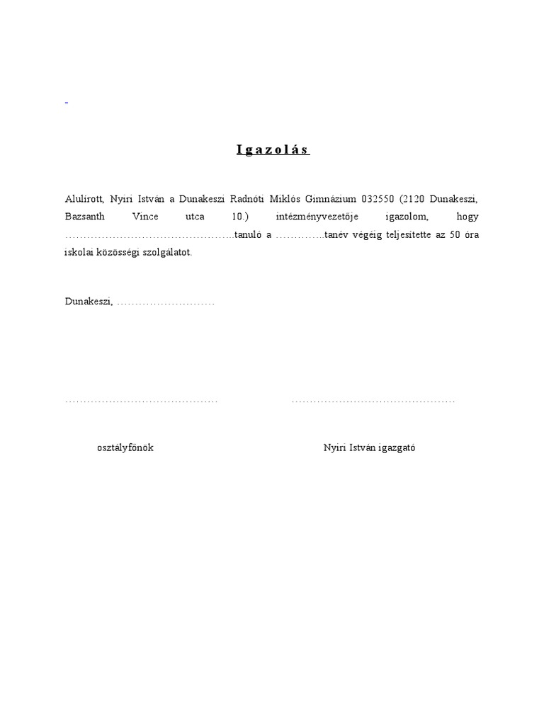 Igazolas Minta | PDF
