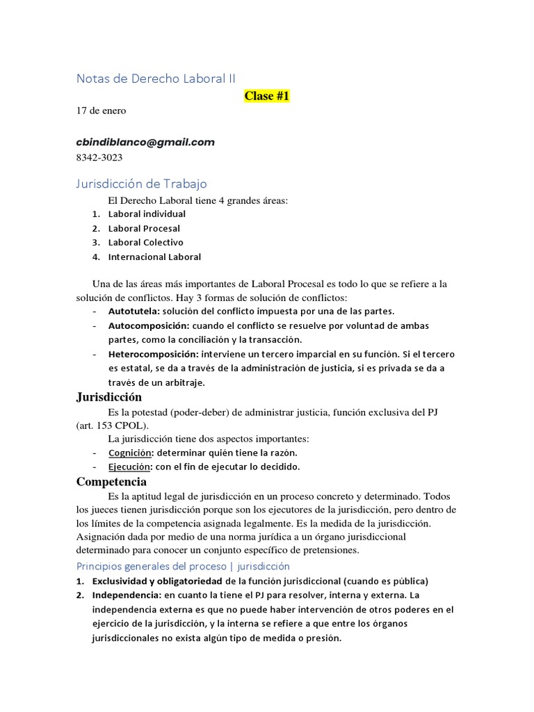 Notas de Derecho Laboral II | PDF | Jurisdicción | Ley procesal