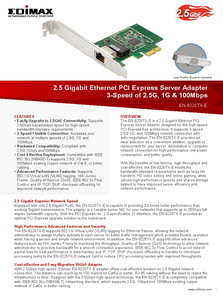 EN-9225TX-E Datasheet English | Download Free PDF | Computer Network | Network Interface Controller