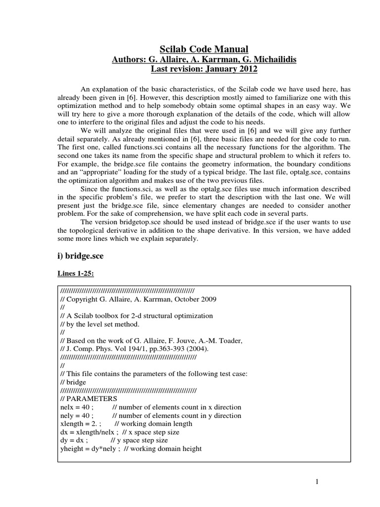 Manual Scilab Code | PDF | Mathematical Optimization | Function ... Manual Scilab Code | PDF | Mathematical Optimization | Function ...