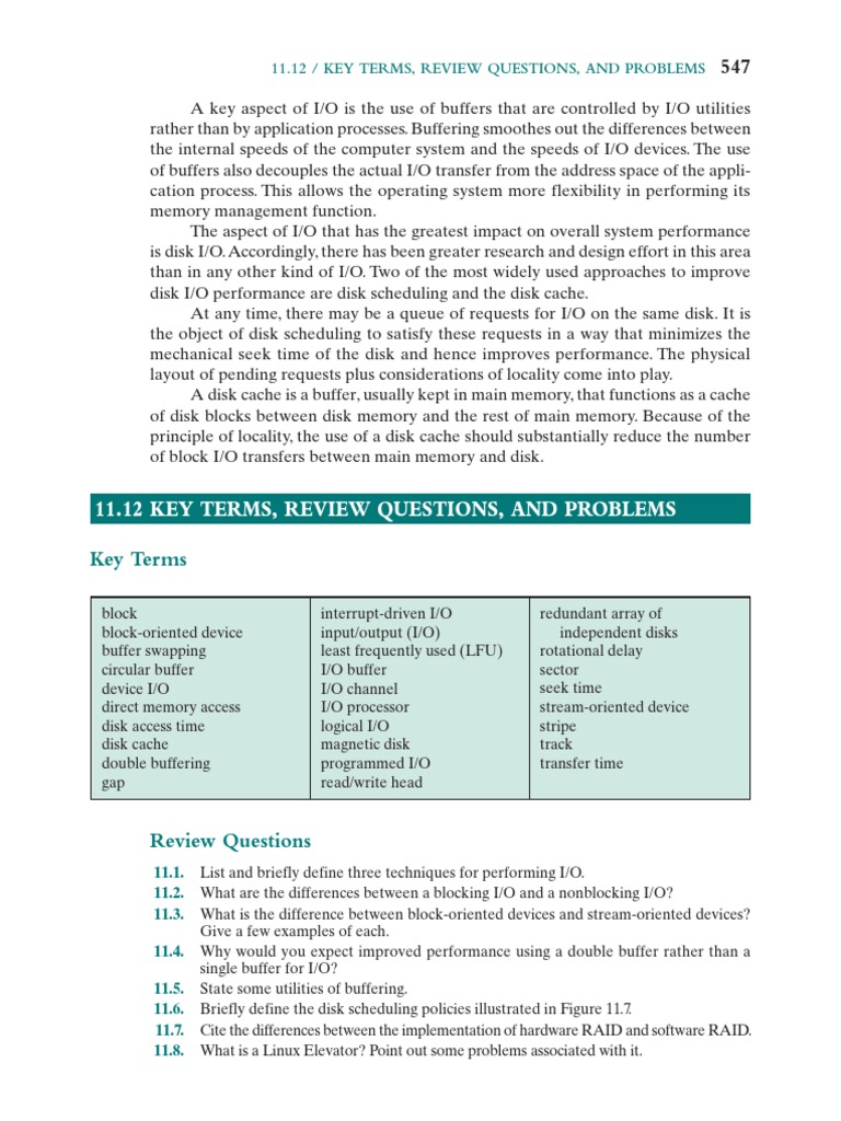 CS410 Exercises and Problems Chapter 11 | PDF | Input/Output | Disk Storage