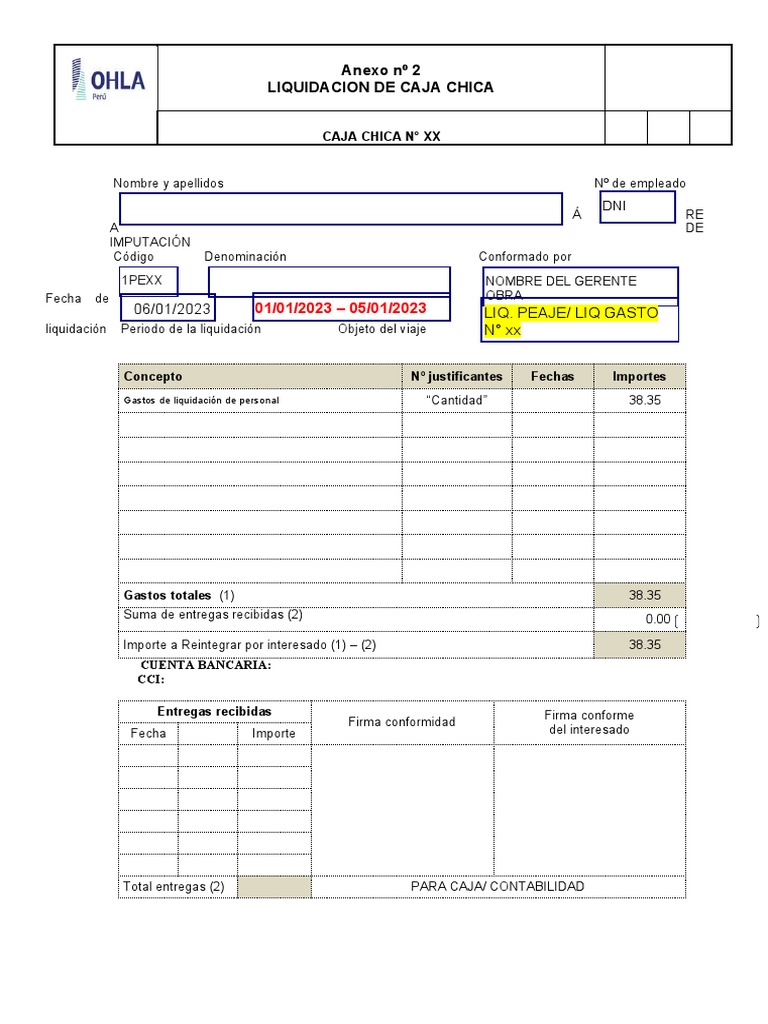 Formato Liquidacion Caja Chica | PDF