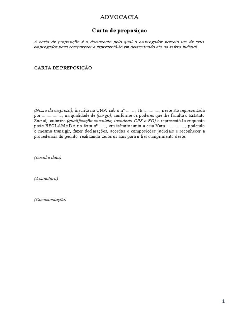 Carta de Preposição | PDF