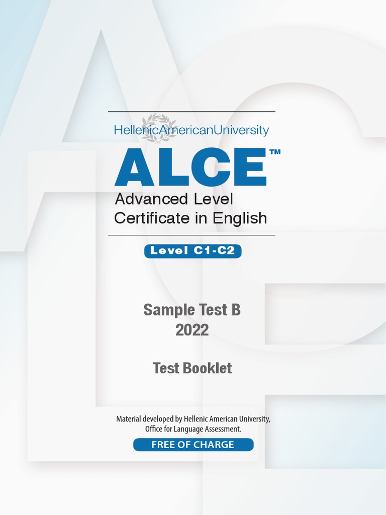 Alce Sample Test B 2022 | PDF