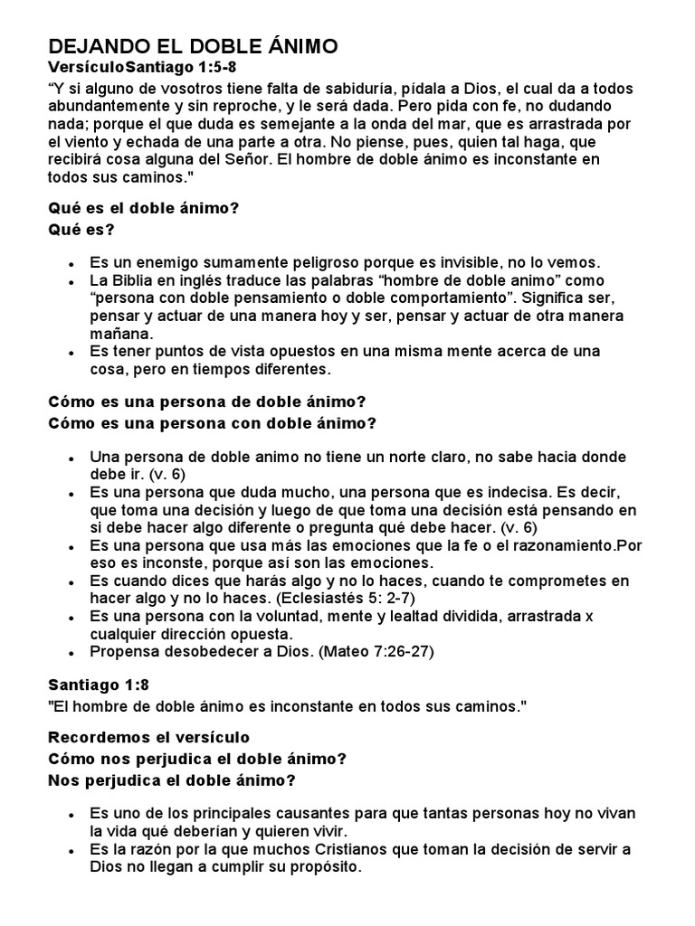 Dejando El Doble Ánimo | PDF | Jesús | Oración