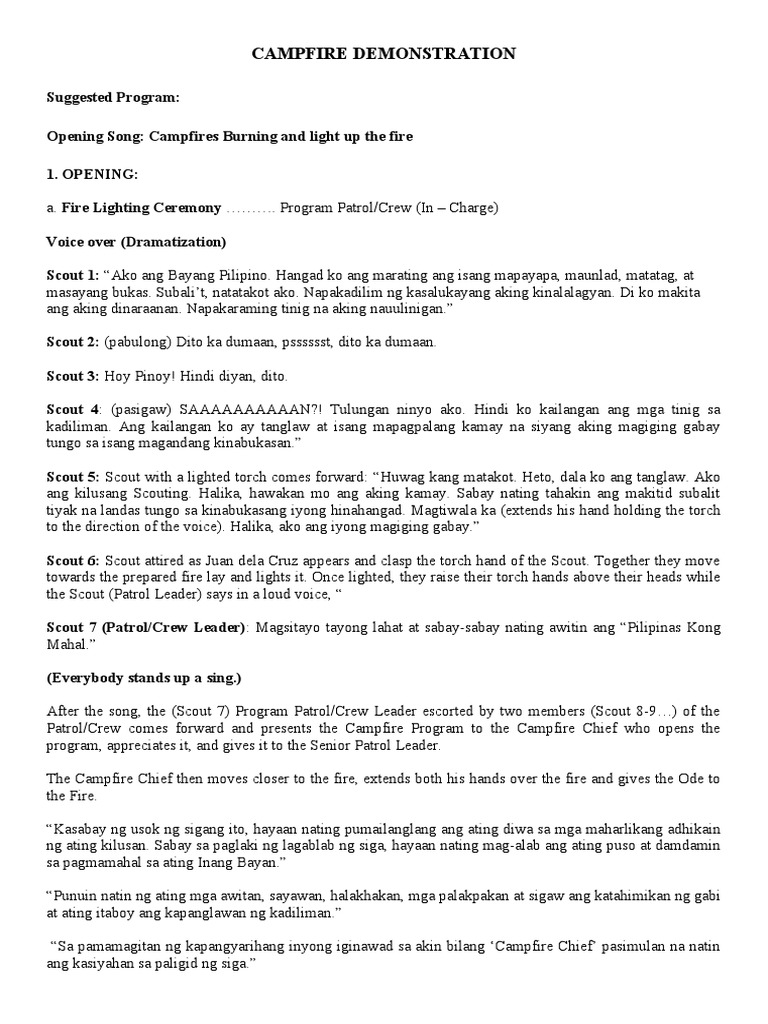 CAMPFIRE DEMONSTRATION Detailed | PDF