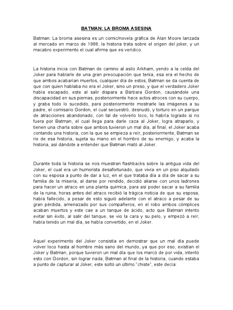 Batman, La Broma Asesina | PDF | hombre murciélago Batman, La Broma Asesina | PDF | hombre murciélago