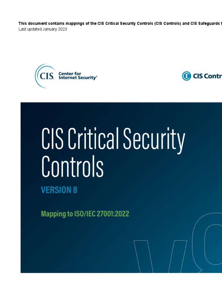 CIS Controls v8 NEW MAPPING To ISO - IEC 27001.2022 2 2023 | PDF