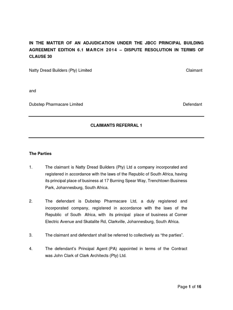 Microsoft Word - Claimants Referral (Correct Dates) | PDF | Damages ...