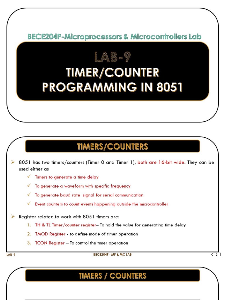 Lab-9 8051 Timer Counter Programming | PDF