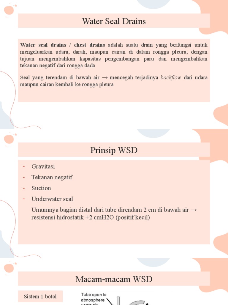 Water Seal Drains / Chest Drains Adalah Suatu Drain Yang Berfungsi Untuk | PDF