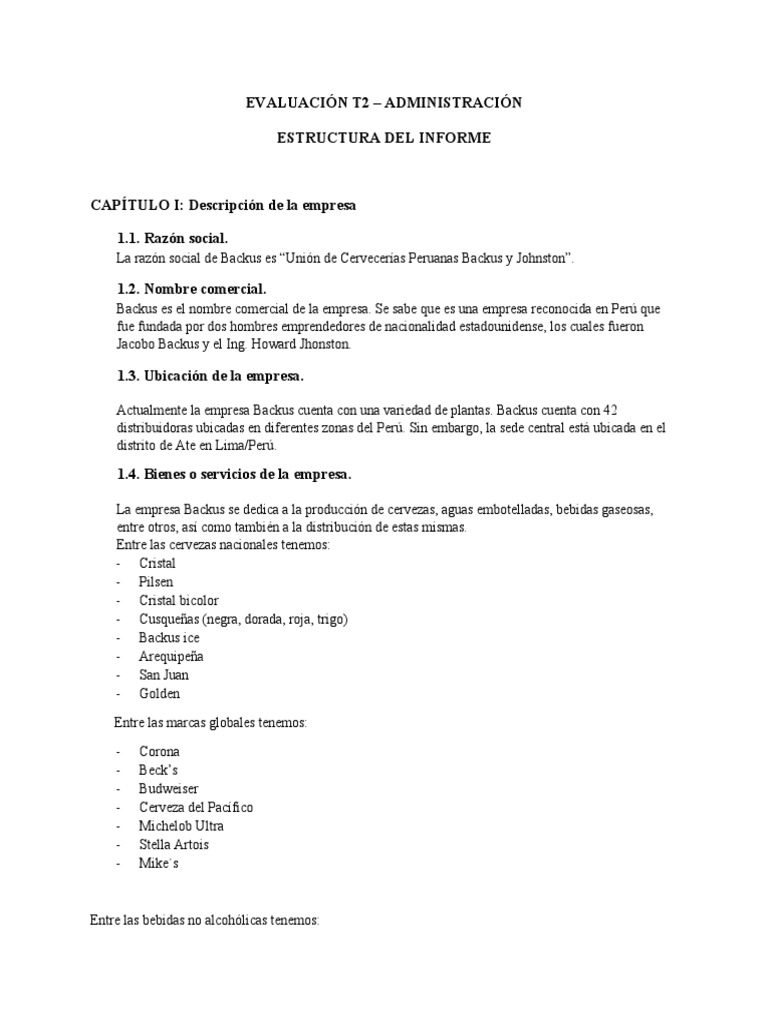 Informe de Backus - T2 | PDF | Negocios
