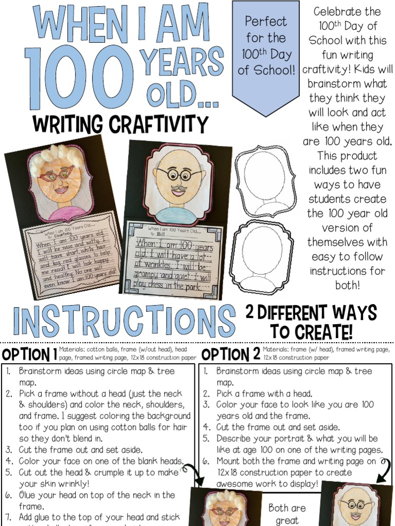 Writing Craftivity: Perfect For The 100 Day of School! | PDF ...