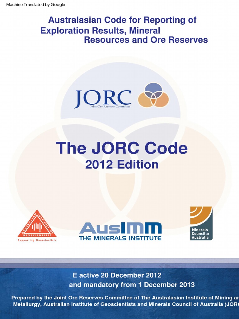 Jorc Code 2012 Pdf Mining Minerals