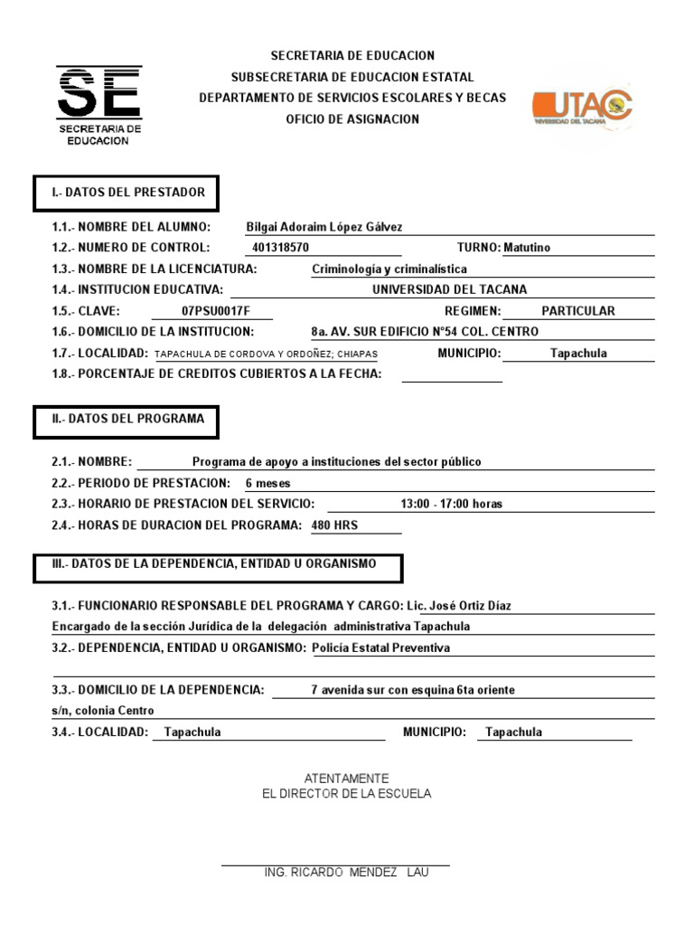 Servicio Social Utac | PDF