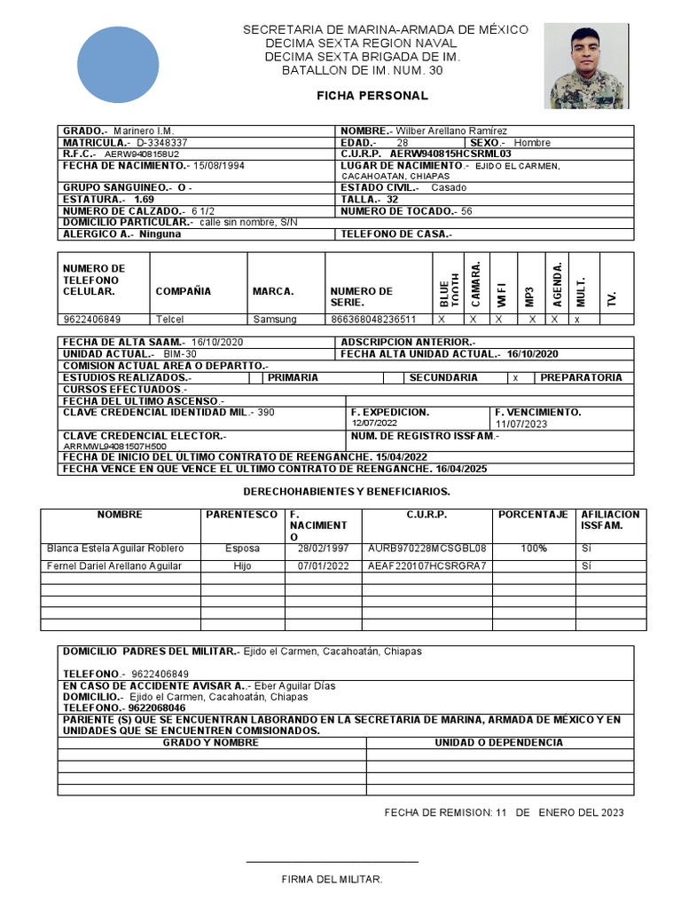 Formato de Ficha Militar | PDF