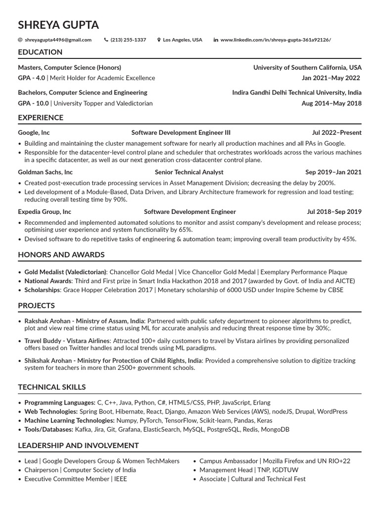 Shreya Gupta CV | PDF | Software | Information Technology Management