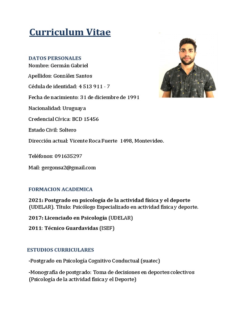 CV Lic. Psic Germán González 1 | PDF