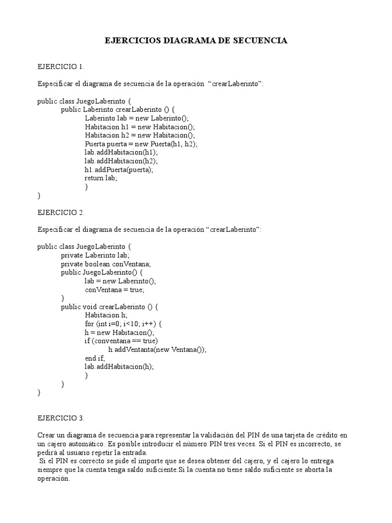 Ejercicios Diagrama de Secuencia | PDF