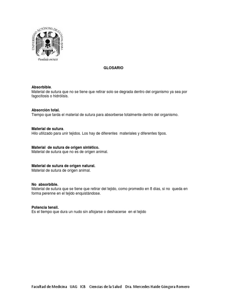 Glosario Materiales de Sutura | PDF