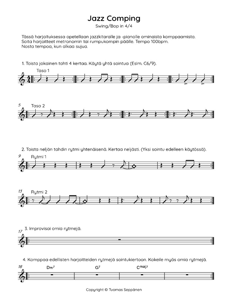 Basic Jazz Comping For Guitar and Piano | PDF